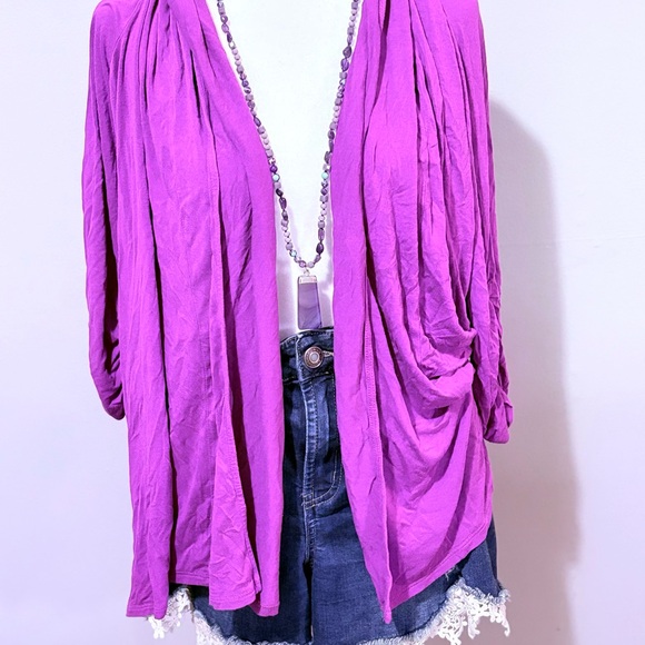 Lane Bryant | Tops | Lane Bryant Bold Purple Drape Cardigan | Poshmark